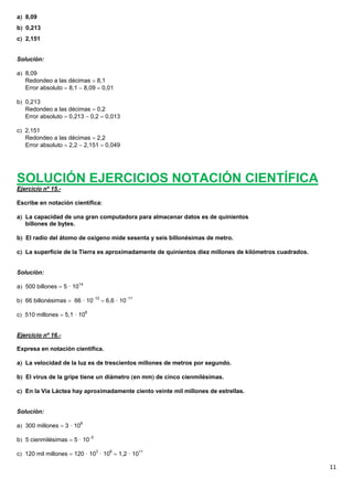 Tema 2 ejercicios de decimales, errores y notacion cientifica | PDF