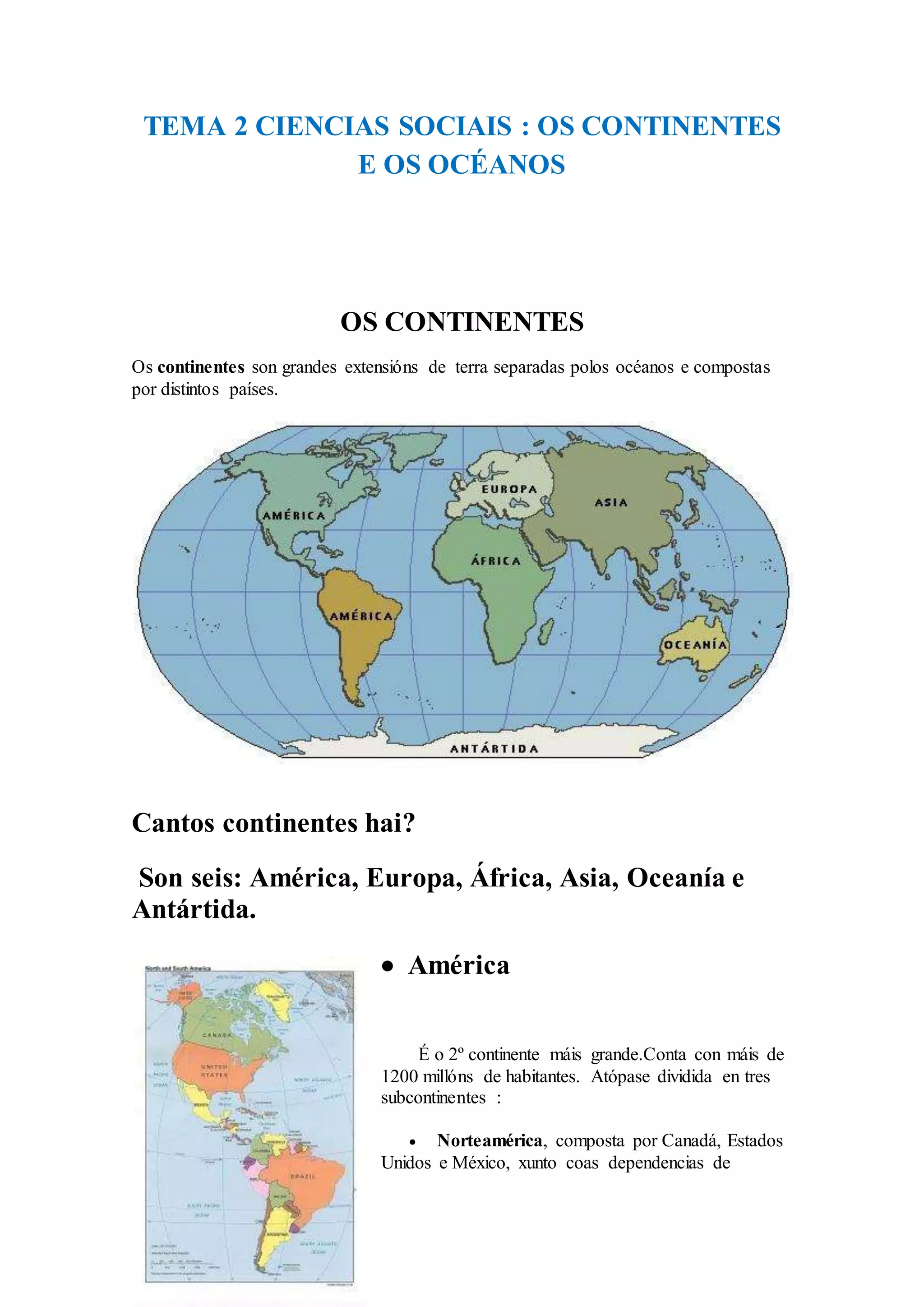 Tema 2: continentes, océanos e mapas. | PDF