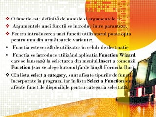 functii in Excel | PPT