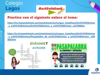 Sinonimos, Antonimos y Resumen (Lengua Castellana).pptx