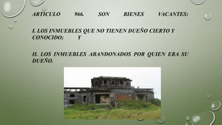 Tema 3. Bienes (mostrencos,vacantes,tesoros) | PPTX