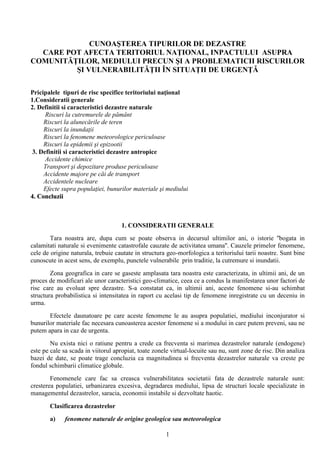 Notiuni generale despre dezastre | PDF