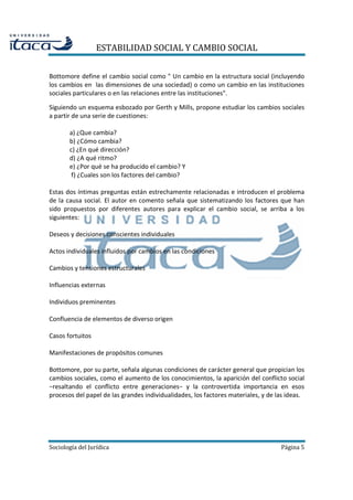 Tema 4. estabilidad social y cambio social. factores sociales | PDF