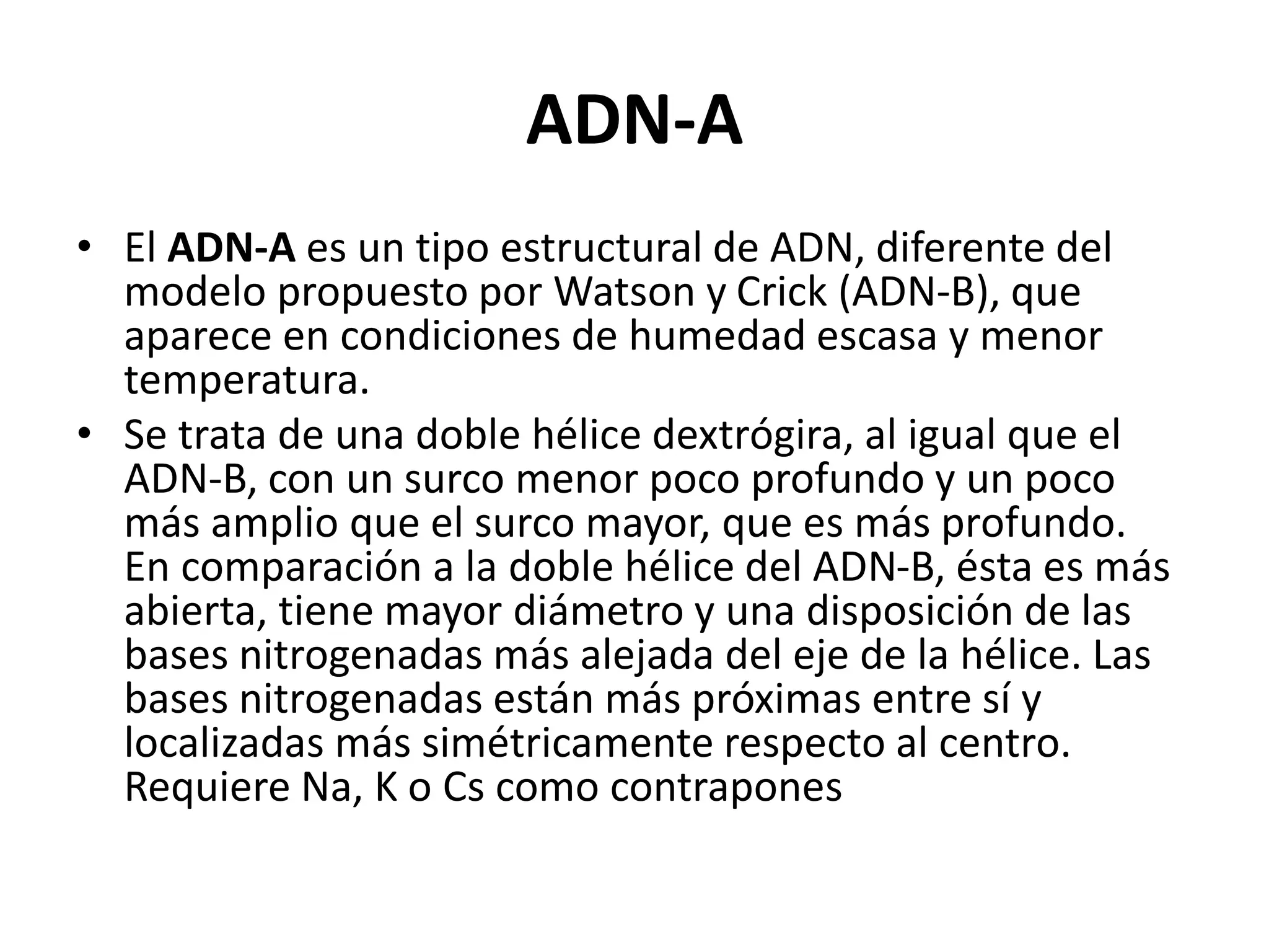 Tema 40 Estructura de los ácidos nucleicos: aspectos generales, formas ...