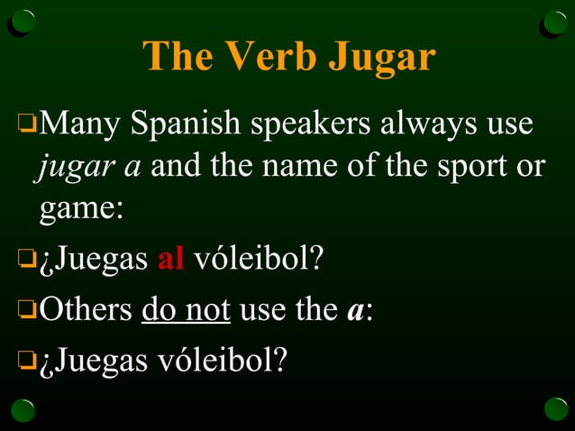 TEMA 4B The Verb Jugar | PPT | Casinos & Gambling | Attractions