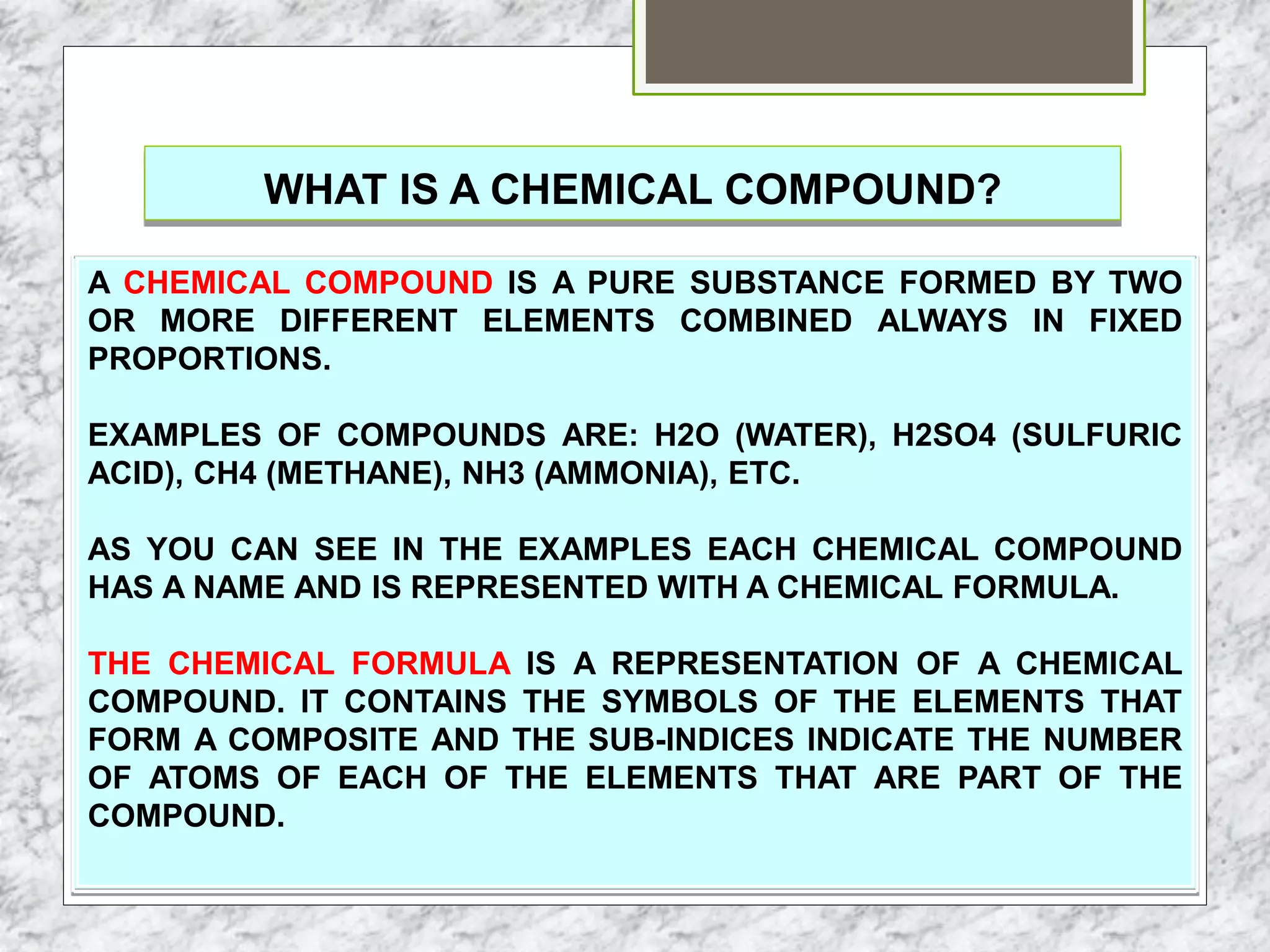 Tema 4 the chemical compounds | PPTX
