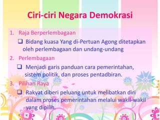 Kerajaan Demokrasi: Sistem & Ciri-ciri Negara Demokrasi | PPTX