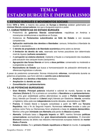 Tema 4 (4º ESO). Estado burgués e imperialismo | PDF