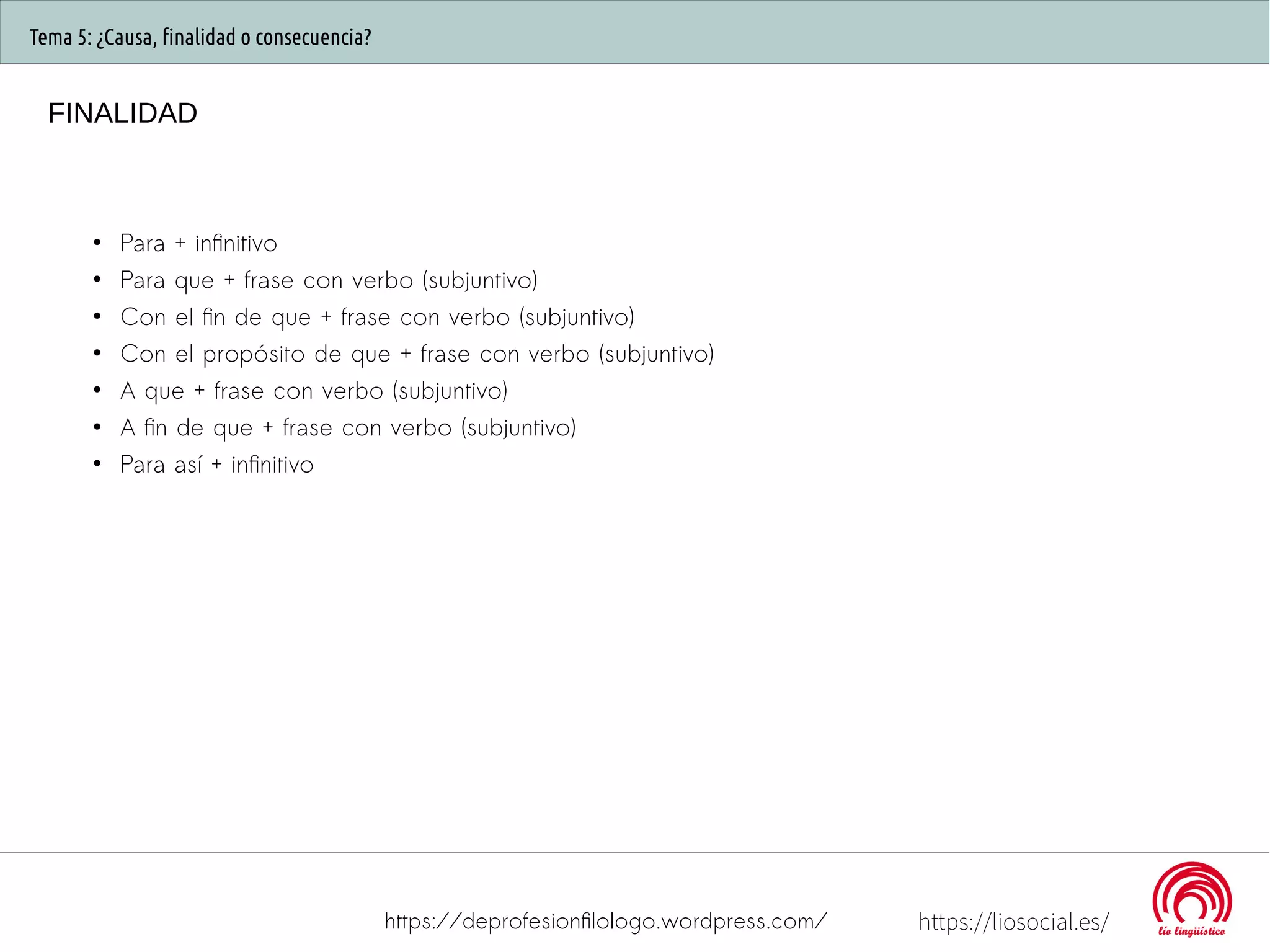 Tema 5.2: Conectores y marcadores de finalidad | PDF
