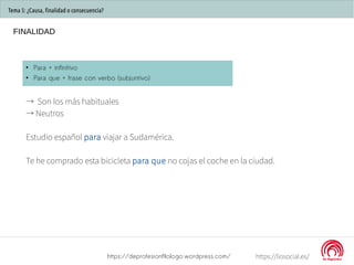 Tema 5.2: Conectores y marcadores de finalidad | PDF