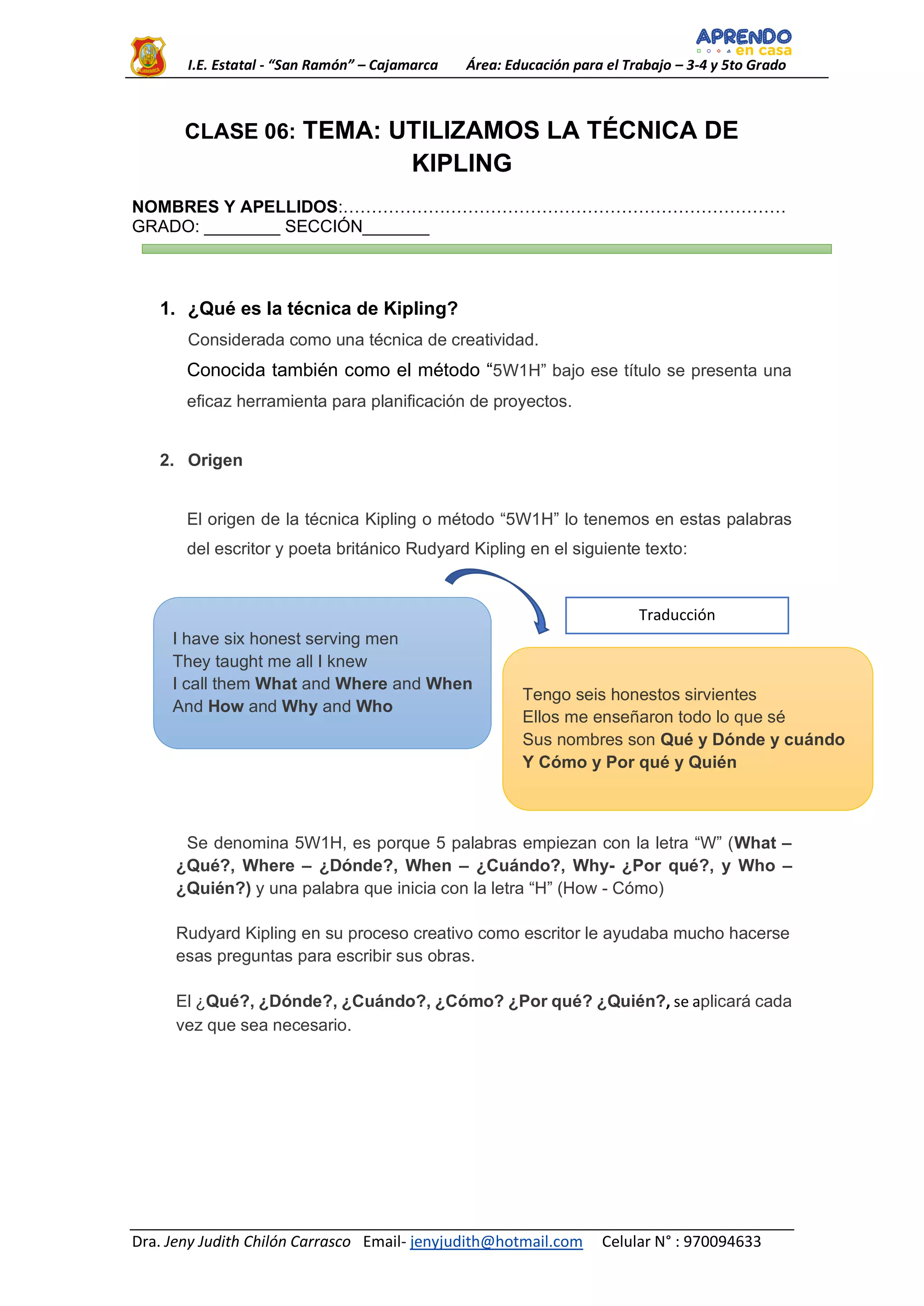 Tema 6 3ro-4 to-5to -tecnicas kipling | PDF