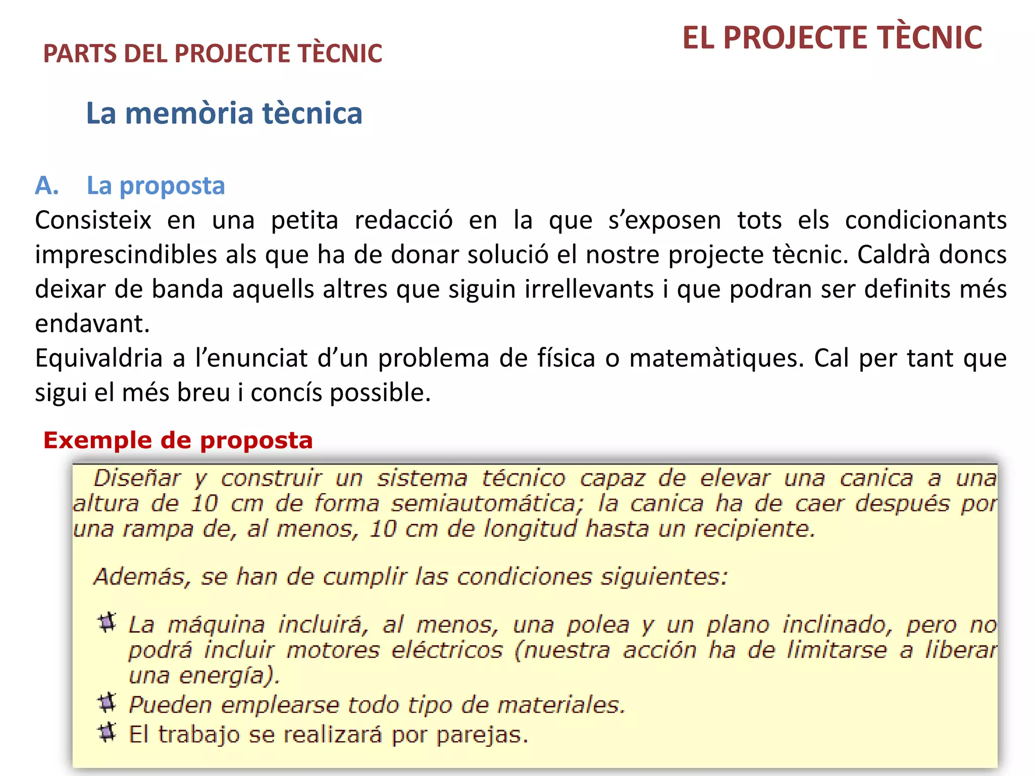 Tema 5. el procés tecnològic i el projecte tècnic (imprimir) | PPTX