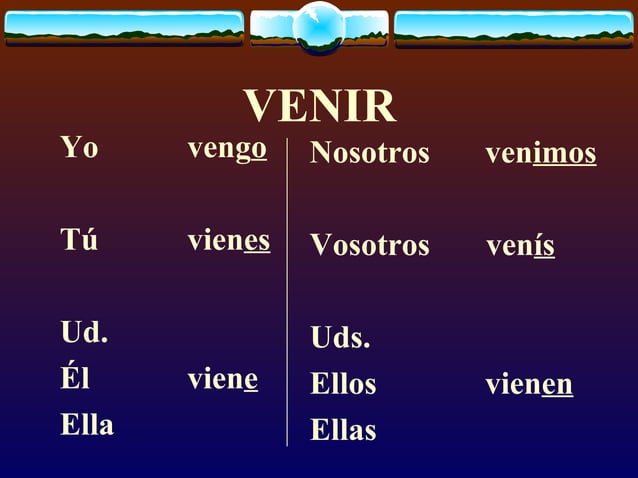 Tema 5B The Verb VENIR | PPT