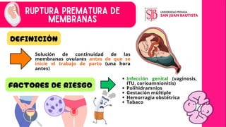 TEMA 5 RPM, Corioamnionitis, Parto Prematuro, Sepsis ObstétricaClave ...