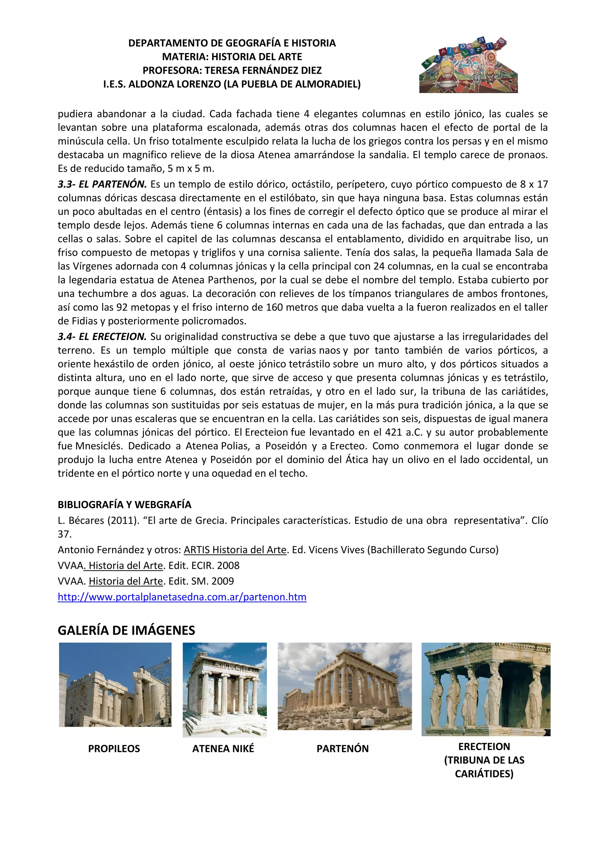 Tema 6. la arquitectura griega la acrópolis de atenas | PDF