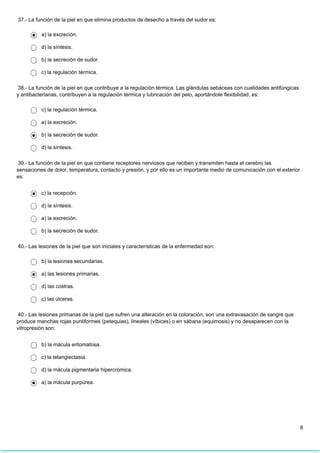 Test - Tema 6 La piel. Higiene del Paciente. higiene total y parcial | PDF