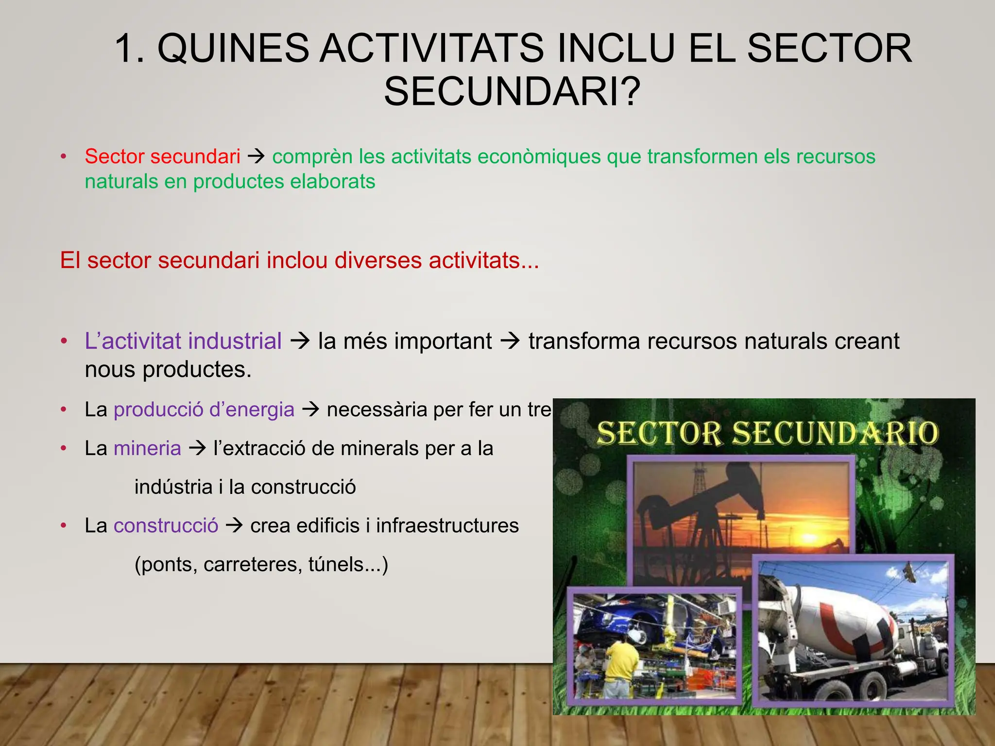 El sector secundari al segle XXI. Presentació Tema 6 punt 1. | PPTX