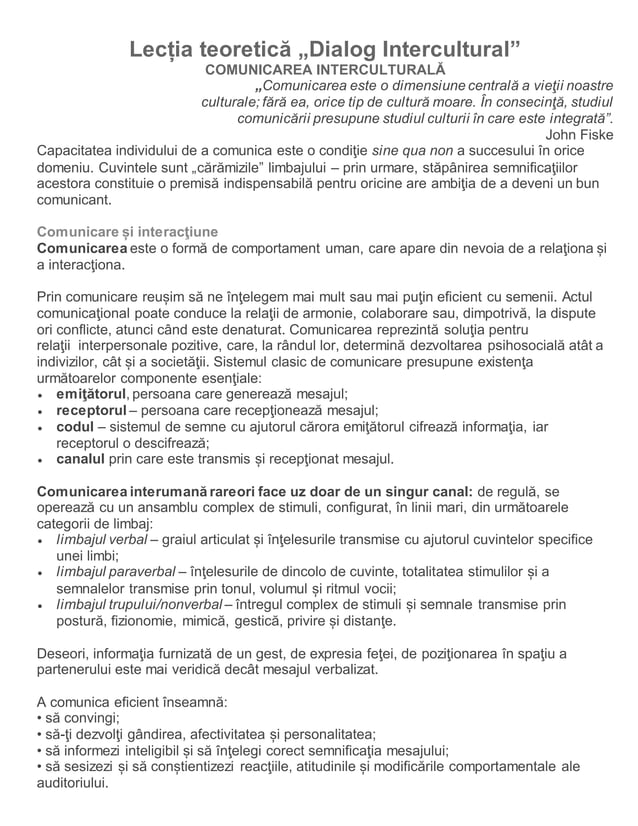 Tema 6 comunicarea inretculturala | PDF