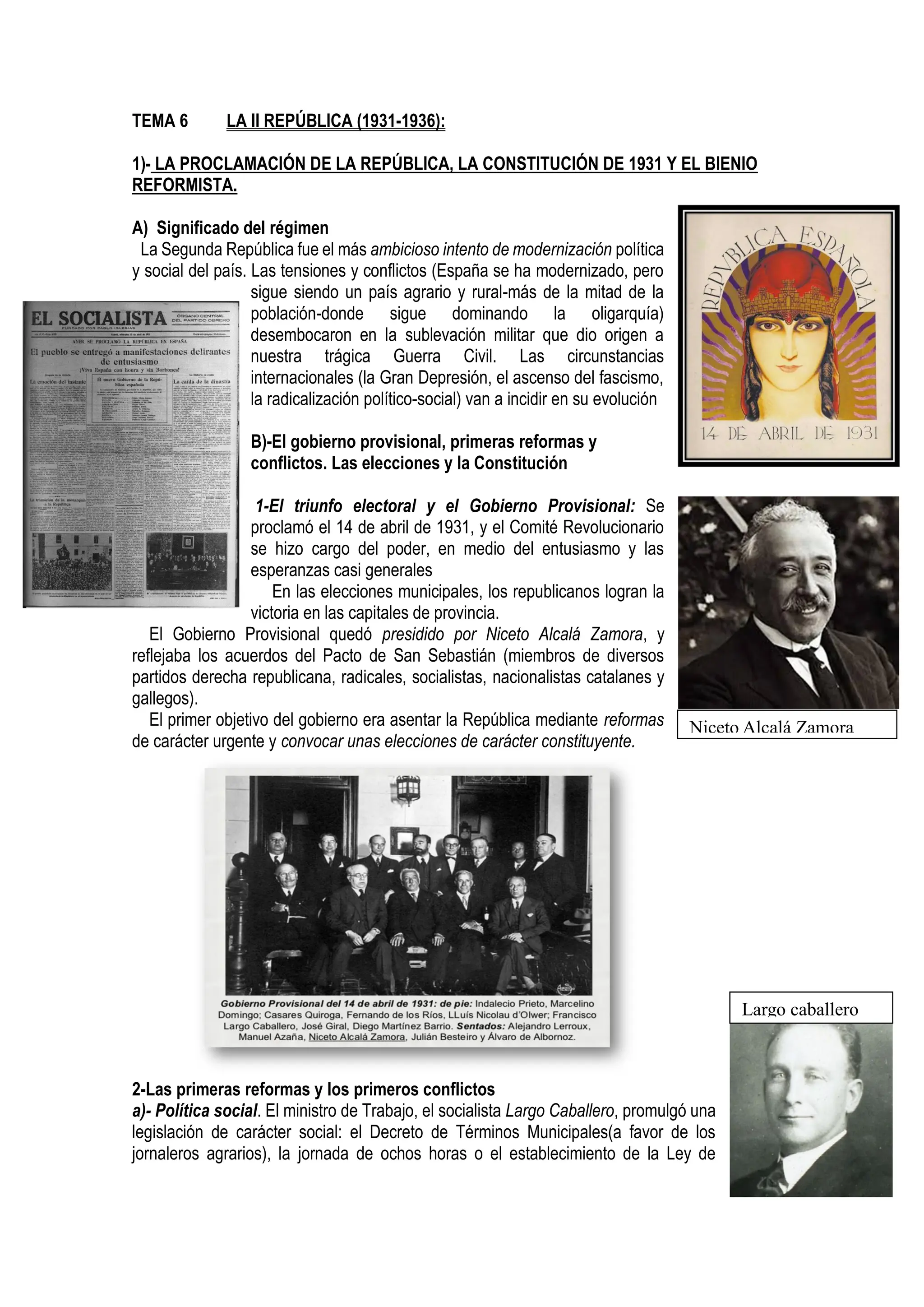 TEMA 6 LA II REPÚBLICA PARA EVAU EN PDF | PDF | Politics