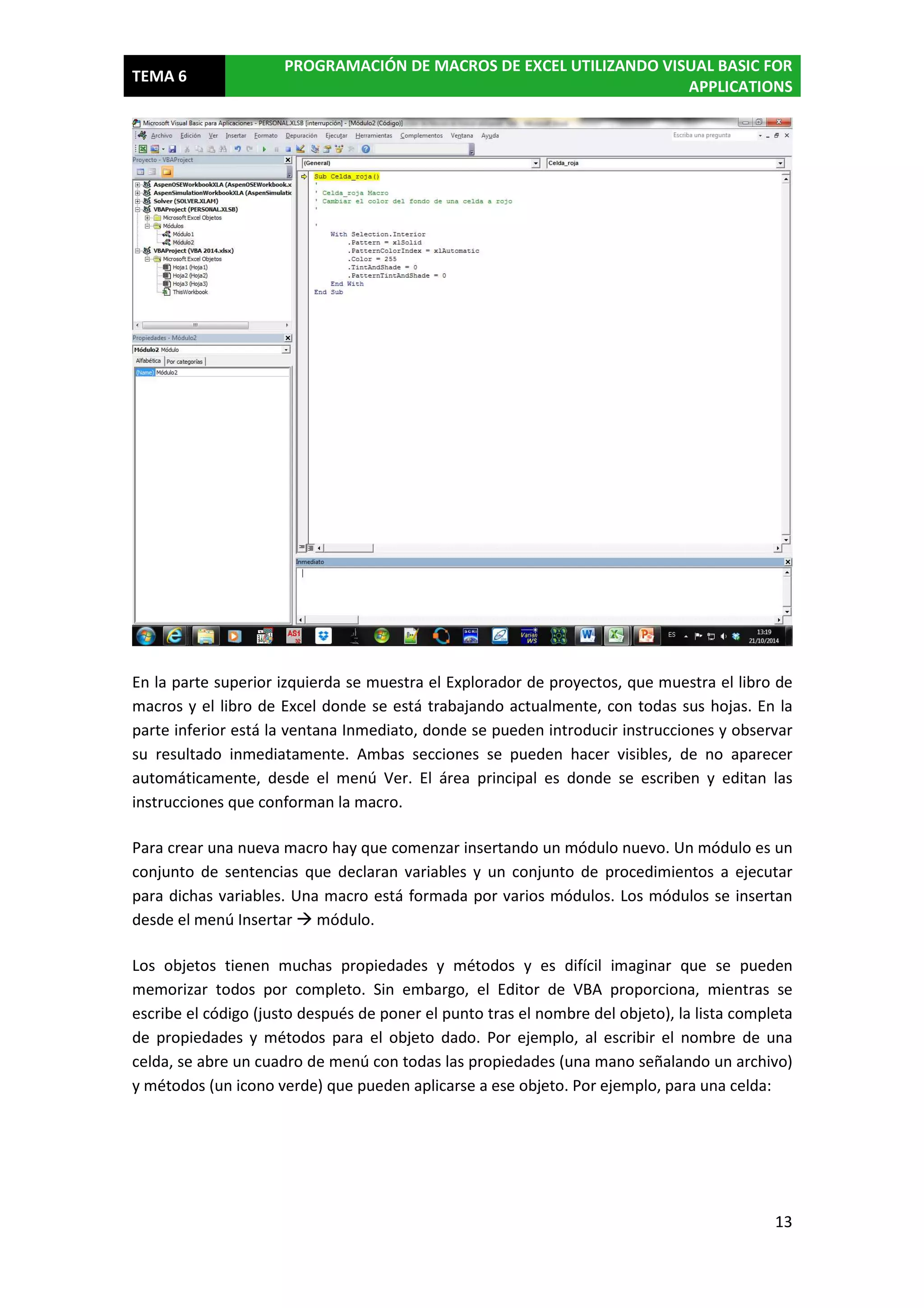 Tema 6 Programacion De Macros De Excel Utilizando Vba Pdf