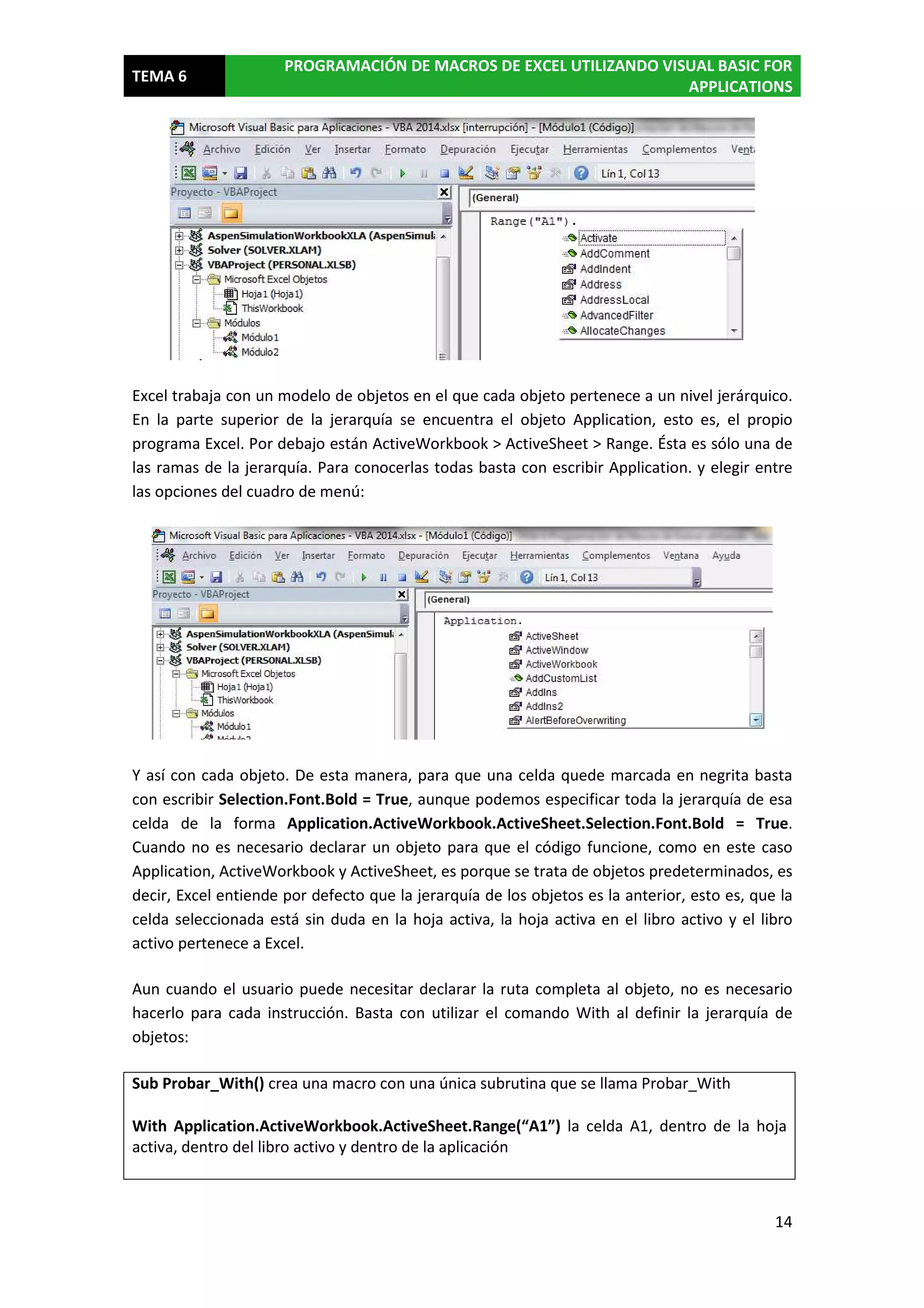 Tema 6 Programacion De Macros De Excel Utilizando Vba Pdf