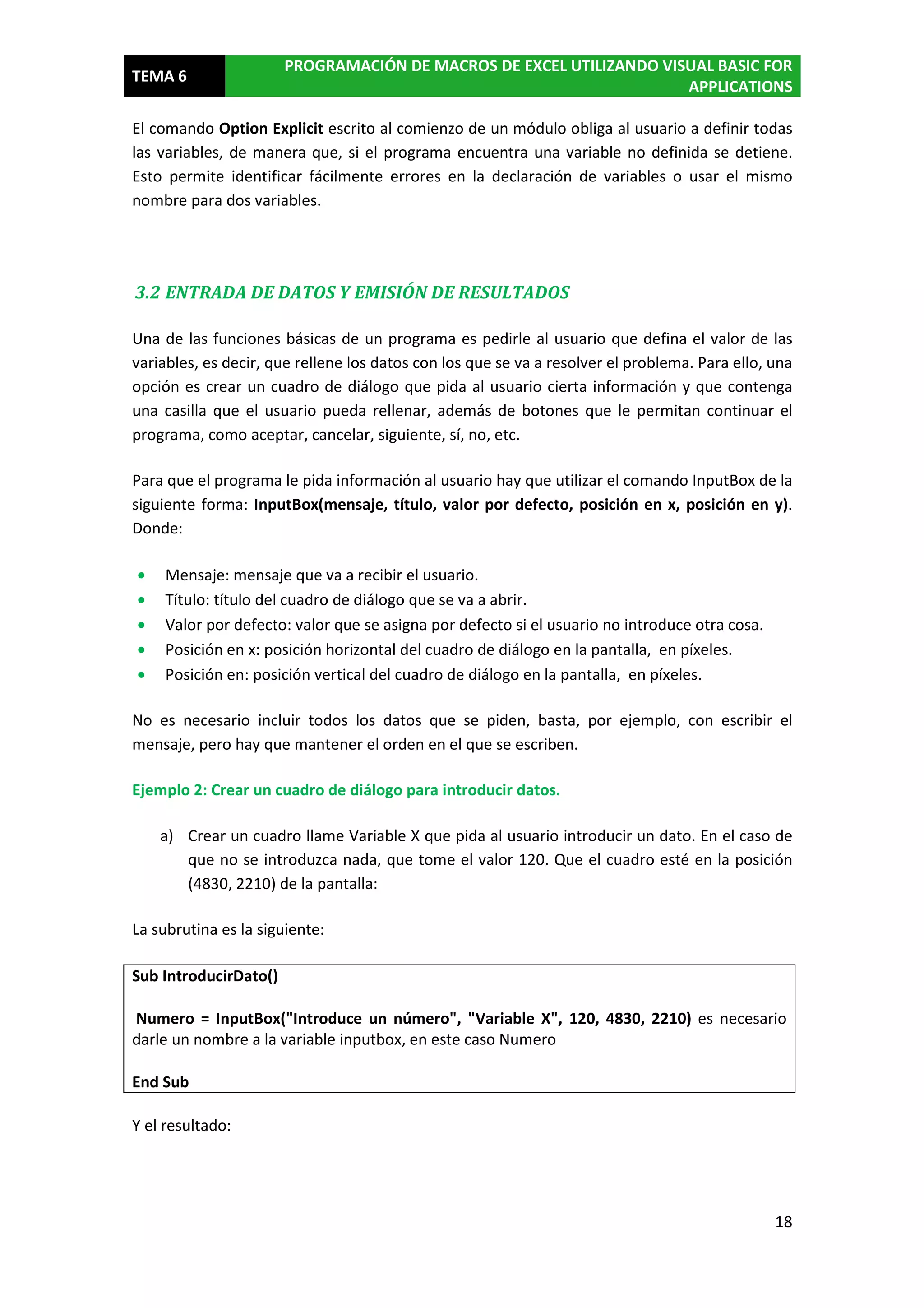 Tema 6 Programacion De Macros De Excel Utilizando Vba Pdf