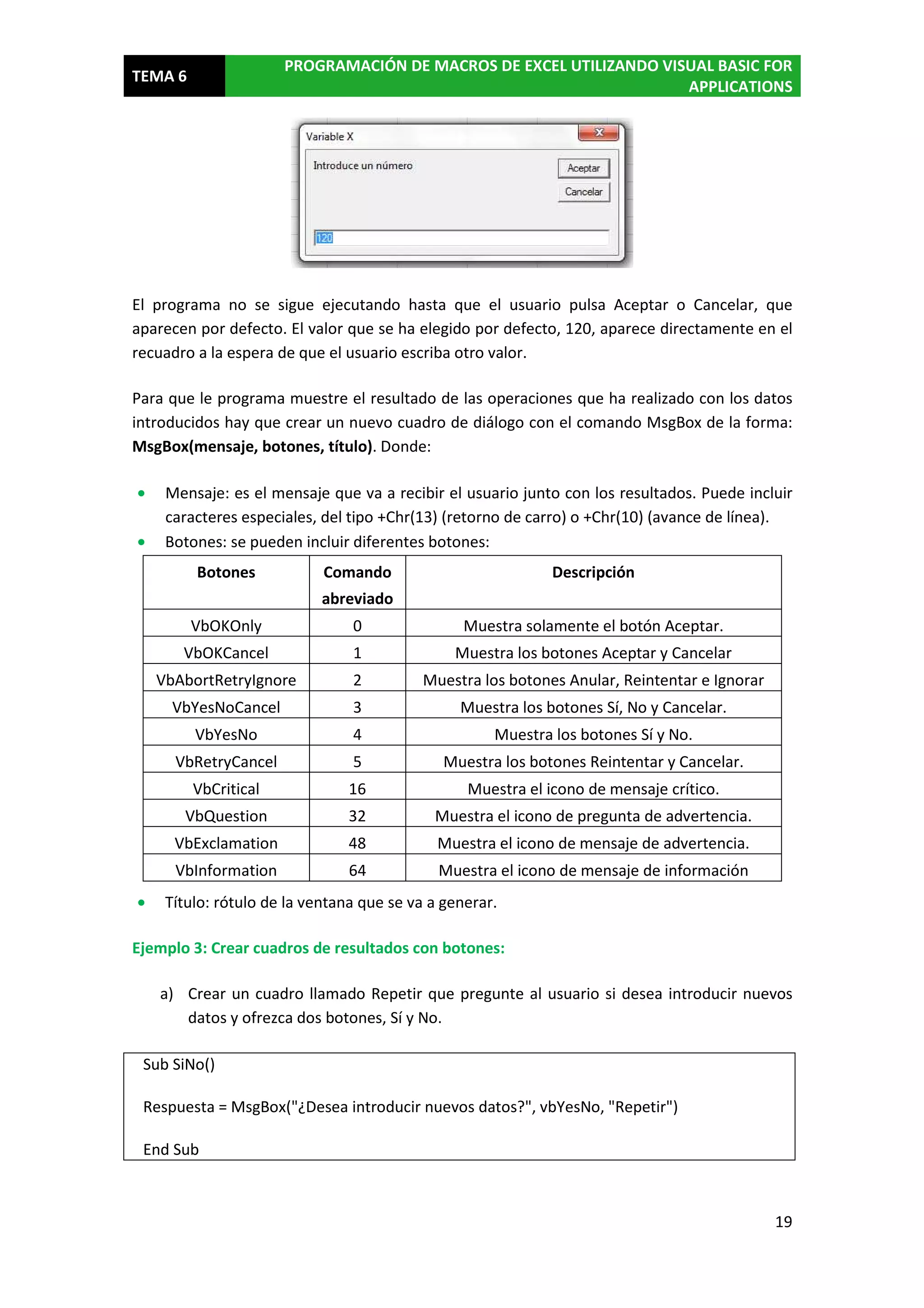 Tema 6 programacion de macros de excel utilizando vba | PDF