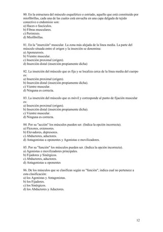 Test - Tema 7 Sistema Esquelético Muscular | PDF