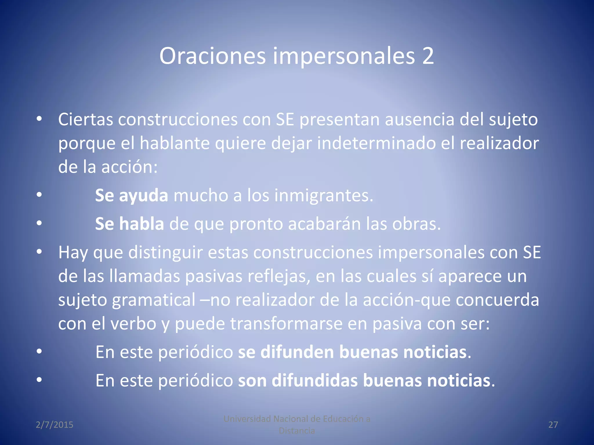 Tema 7. Tipos de oraciones | PPTX