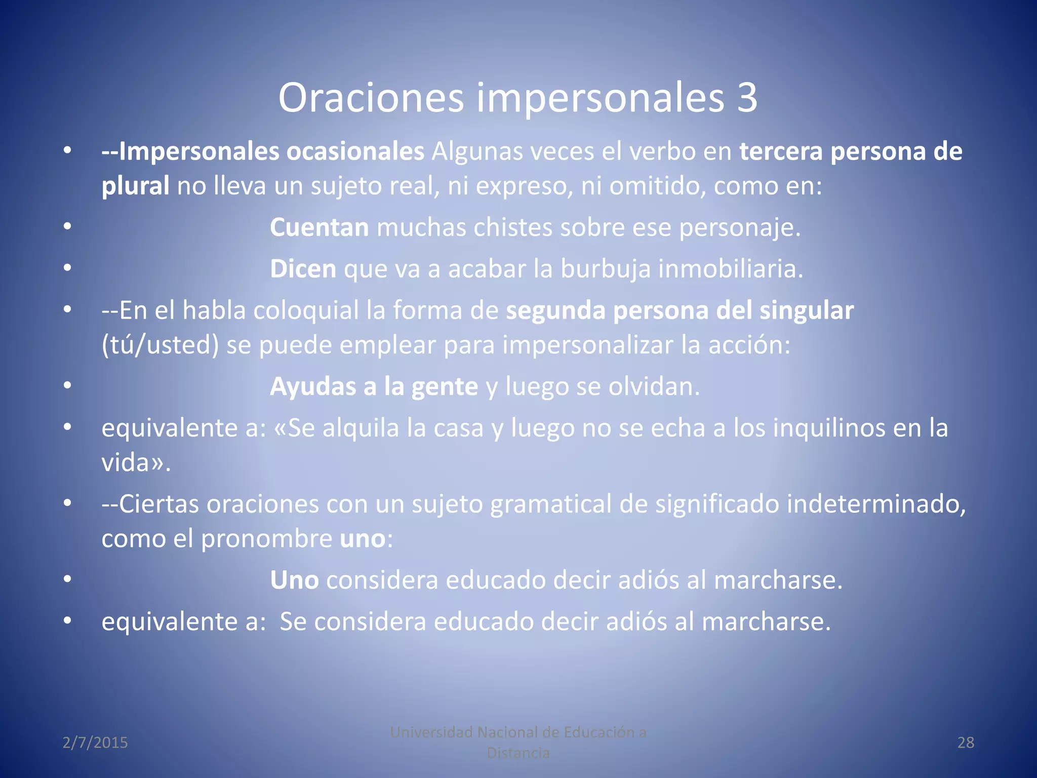 Tema 7. Tipos de oraciones | PPTX