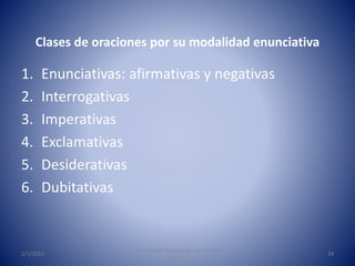 Tema 7. Tipos de oraciones | PPTX