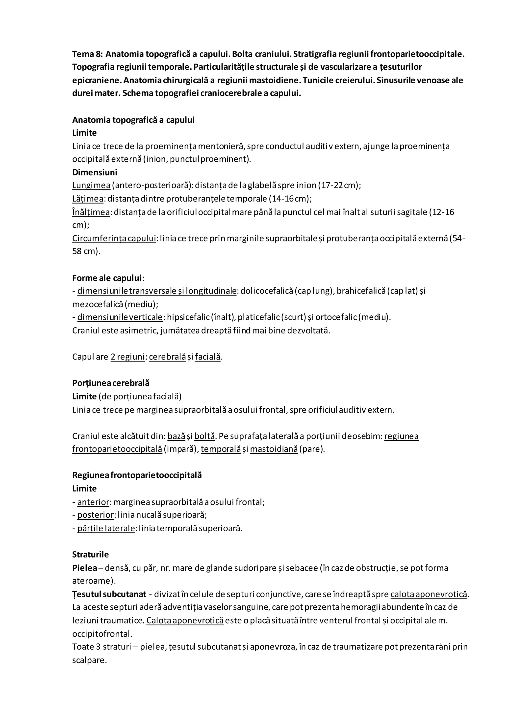 Anatomie Topografică: Regiunea capului | DOCX
