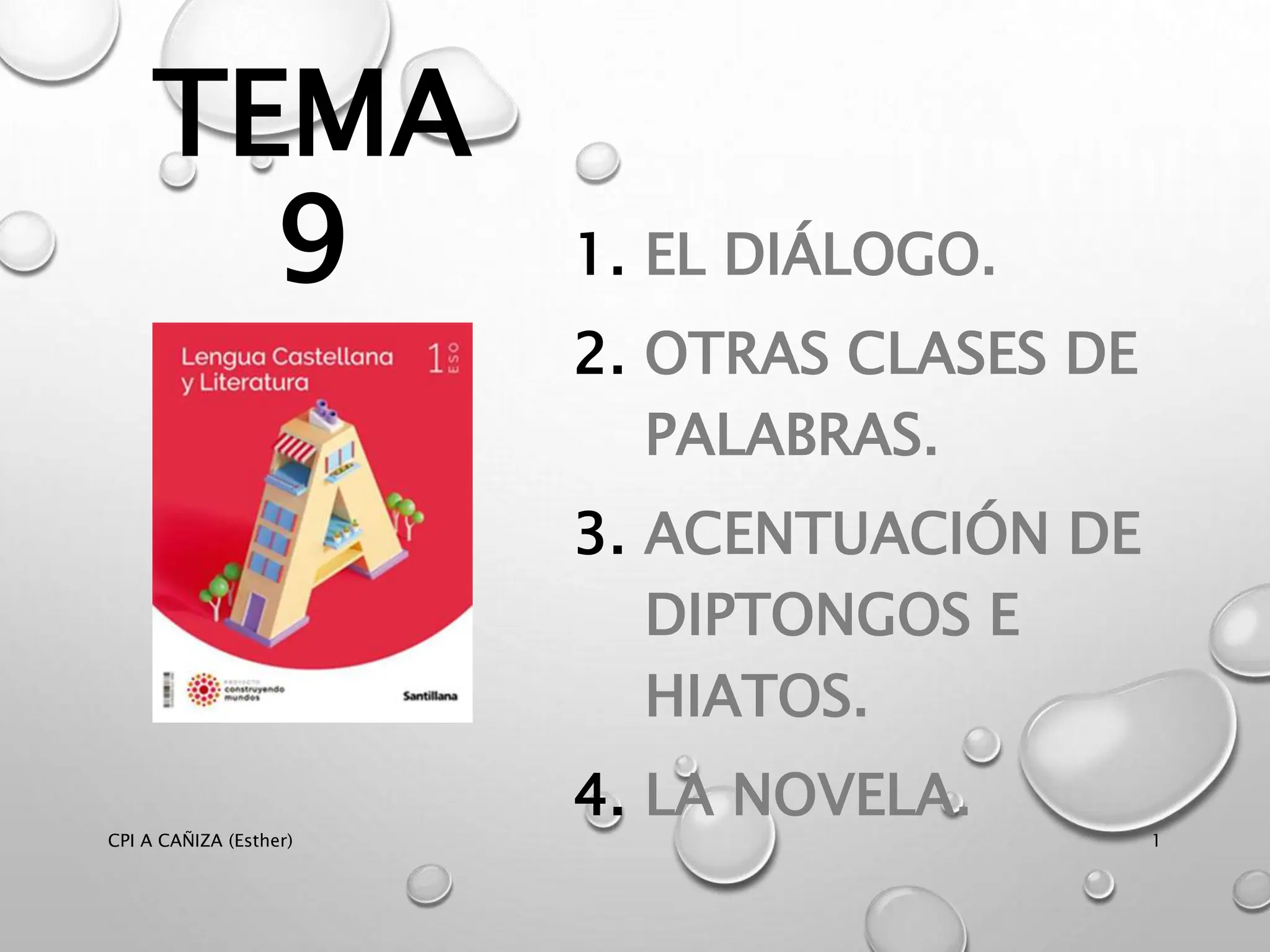 TEMA 9 - EL DIÁLOGO. OTRAS CLASES DE PALABRAS. ACENTUACIÓN DE DIPTONGOS ...