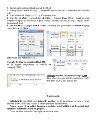 Tema baze de date in excel | DOC