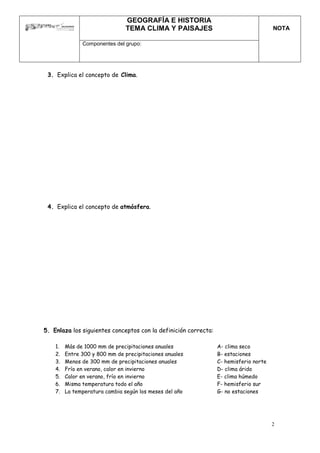 Examen clima y paisaje sociales 1º trimestre grupos | PDF