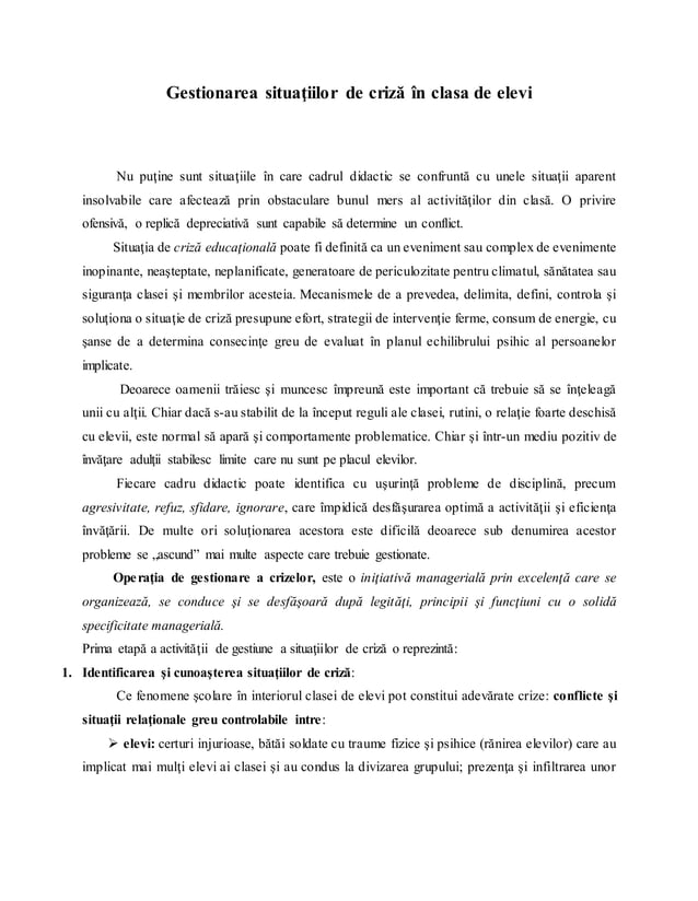 Tema criză şi planificarea depăşirii crizei | PDF