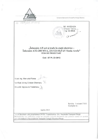Tema de proiectare statia arefu | PDF