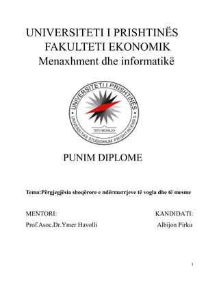 Tema e diplomes Përgjegjësia shoqërore e ndërmarrjeve të vogla dhe të mesme | PDF