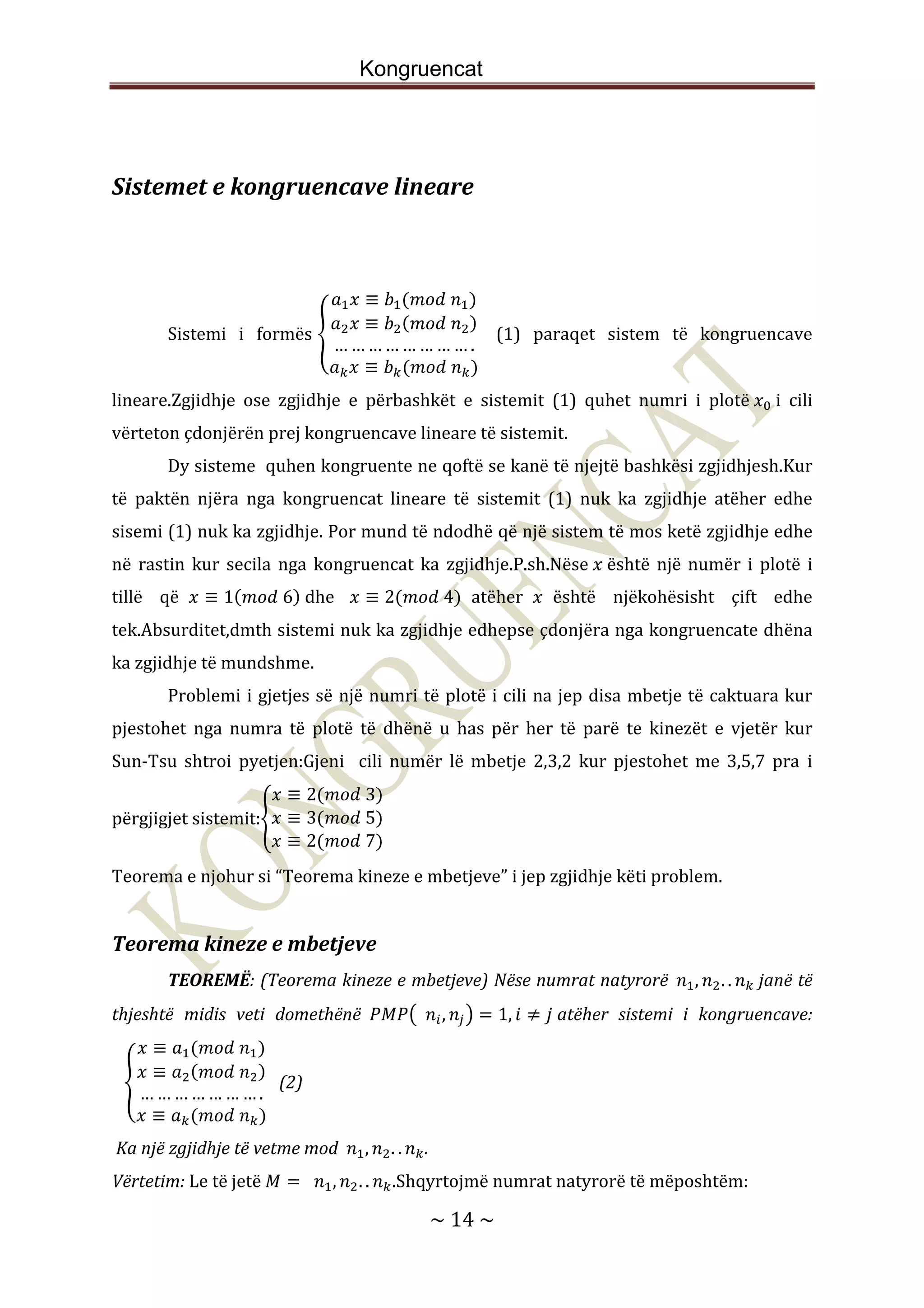 Punim seminarik-Teoria e numrave,kongruencat | PDF