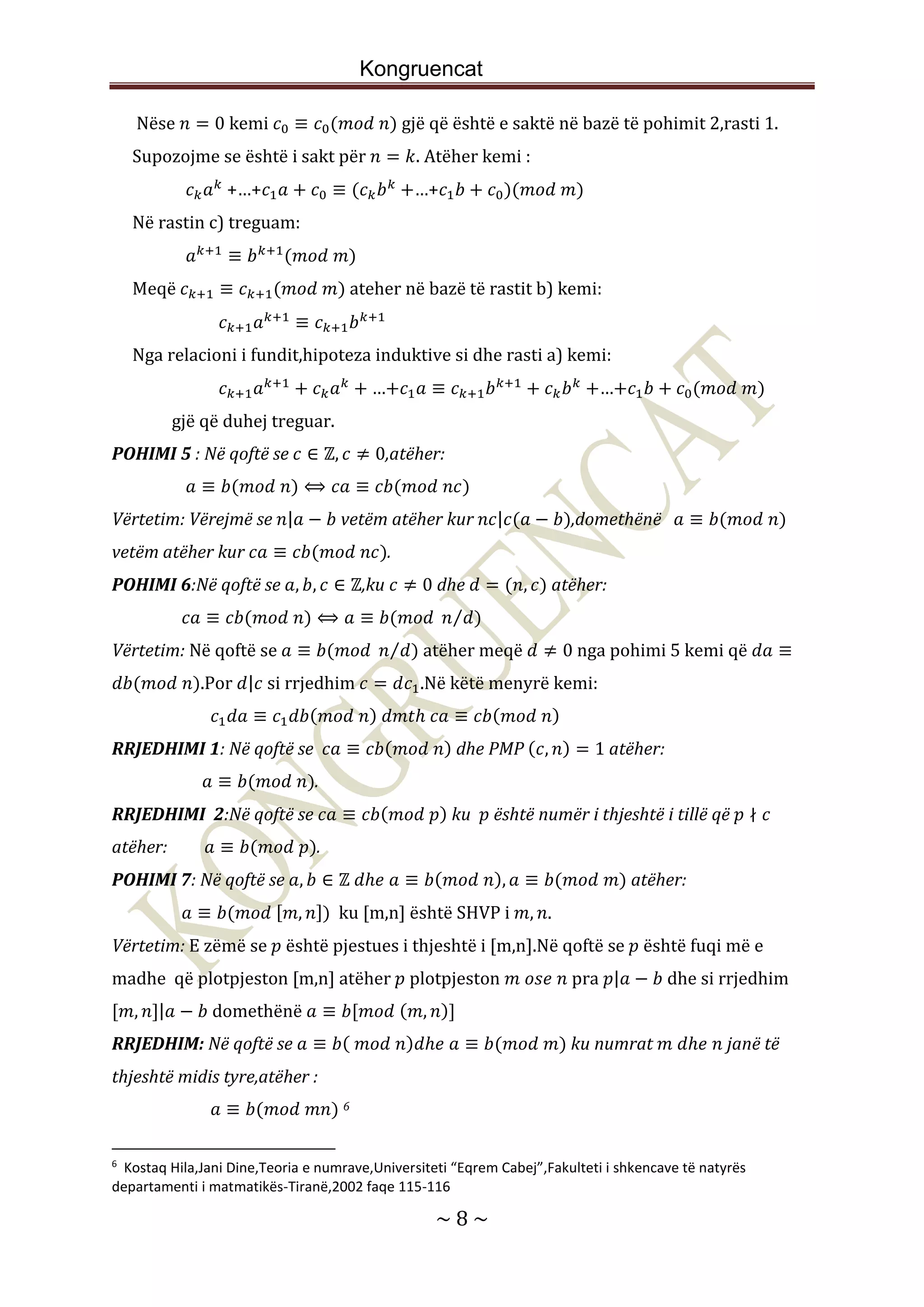 Punim seminarik-Teoria e numrave,kongruencat | PDF