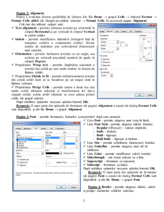 Tema formatarea in excel | DOC