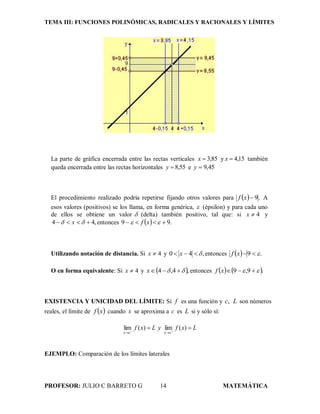 Tema iii funciones polinomicas radicales y racionales y limites uney | PDF