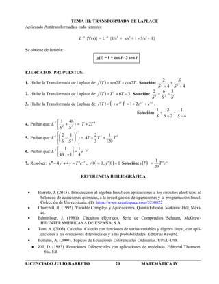 Tema iii transformada de laplace matematica iv uts | PDF | Physics ...