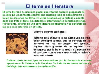 Tema, motivo y tópicos | PPT