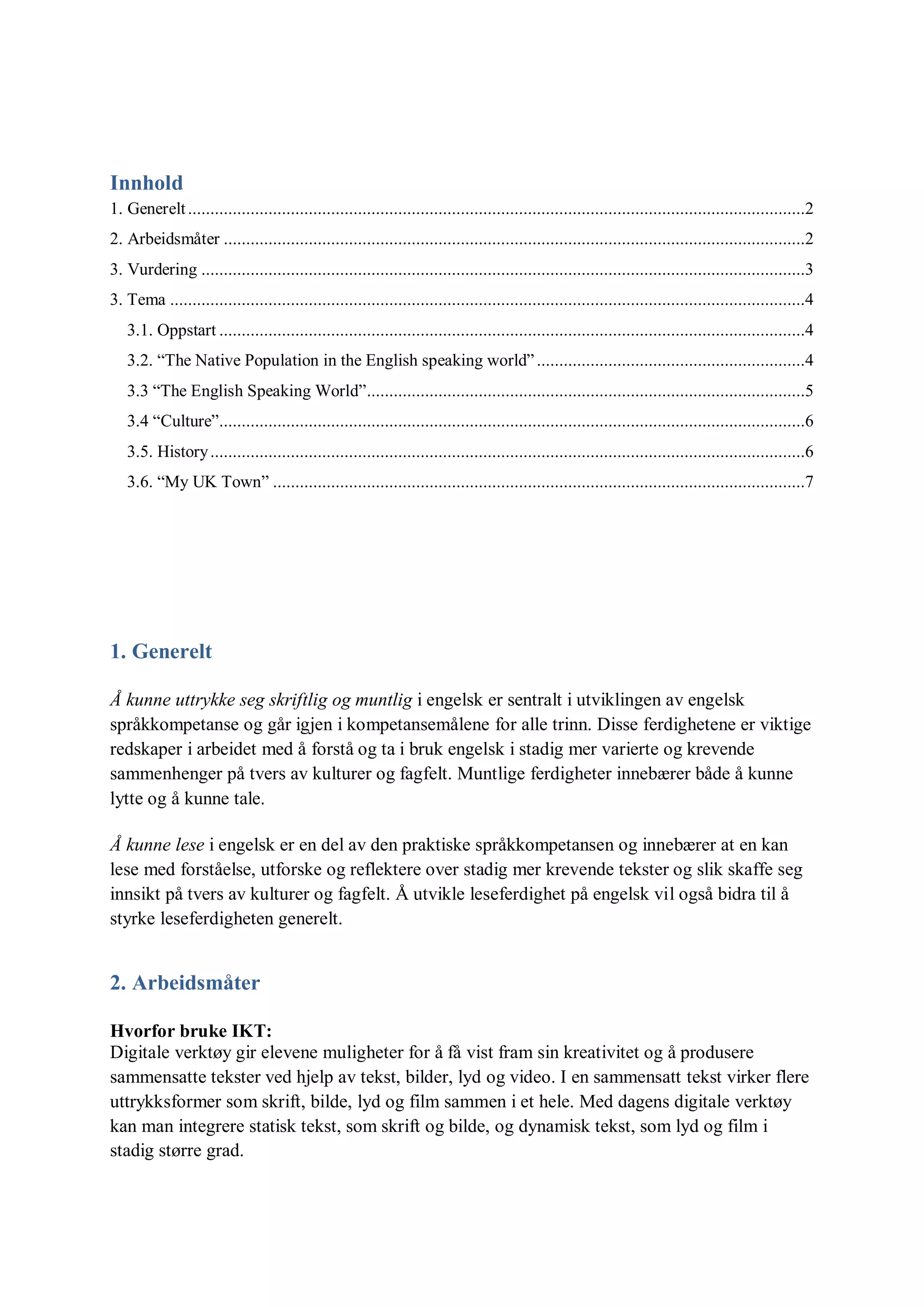 Tema og evalueringsplan vg1 engelsk | PDF