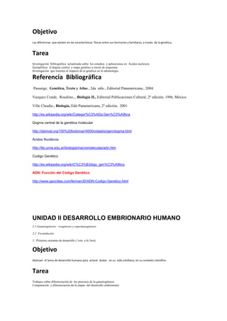 Temario de embriología | DOCX