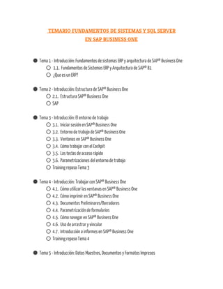 Temarios : Cursos Online SAP Business One | PDF