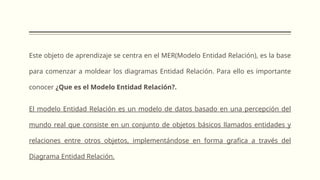 Modelo entidad relación, tipos de atributos y cardinalidad | PPTX
