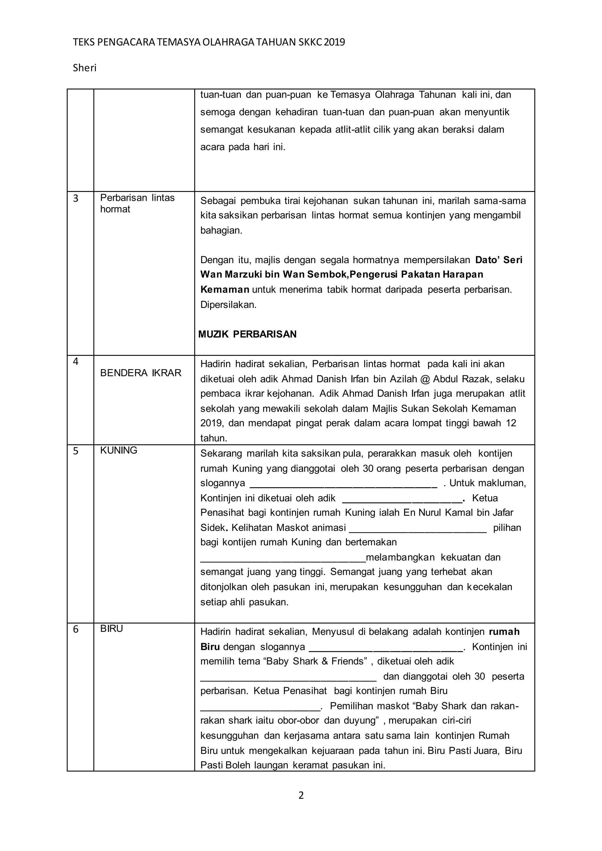 Temasya sukan 2019 | DOCX