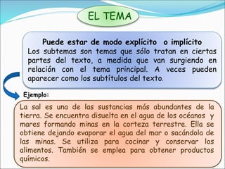 TEMAS Y SUBTEMAS para identificar en un texto.pptx